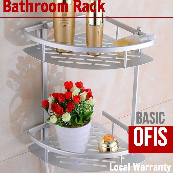 Corner Shampoo Rack Aluminium Bathroom Storage Rack 2 Tier | Shopee ...