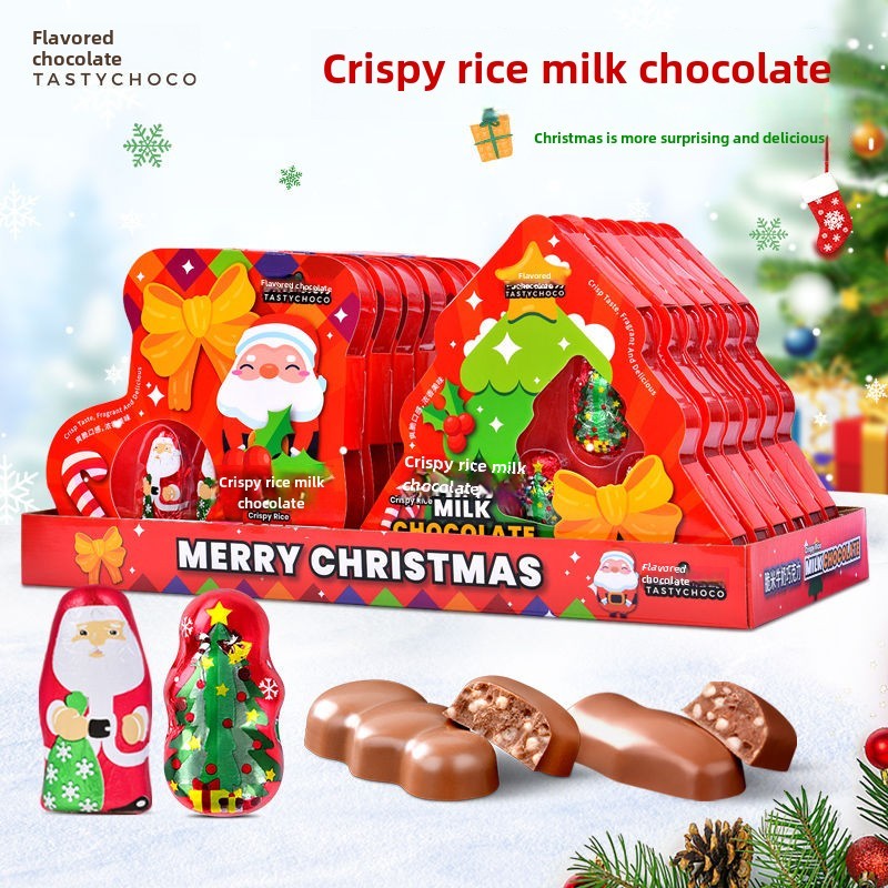 Christmas Chocolate Rice Crisps Milk Chocolate Christmas Elements Color ...