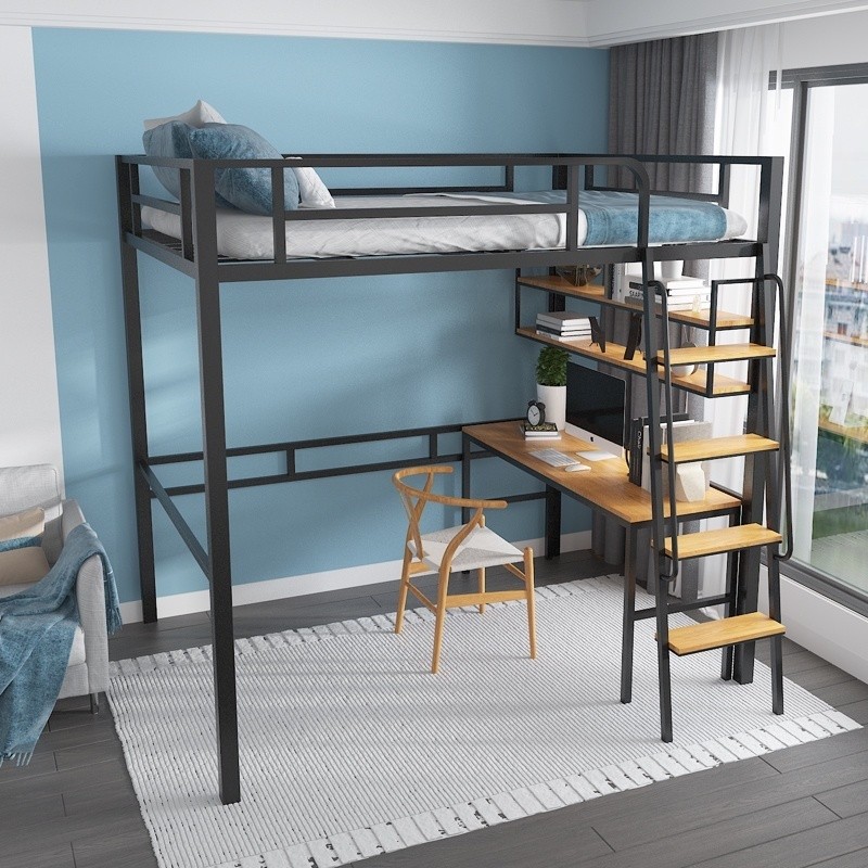 Loft Bed Iron Elevated Bed Duplex Second Floor Bed | Shopee Singapore