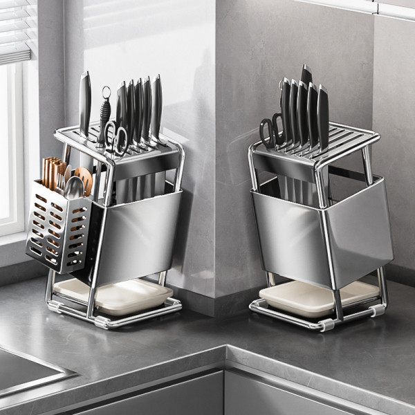 🔥KAKA🔥 Stainless Steel Knife Rack Rack Multifunctional Kitchen Knife ...