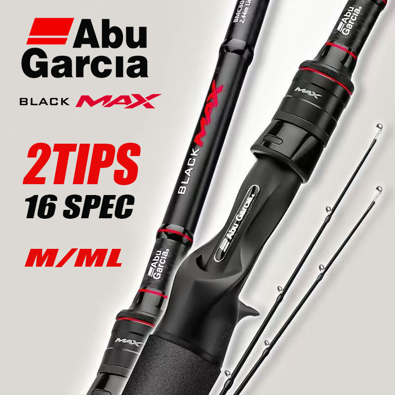 2024 Original Abu Garcia Black Max Fishing Rod 2Tips M/ML Solid Carbon ...