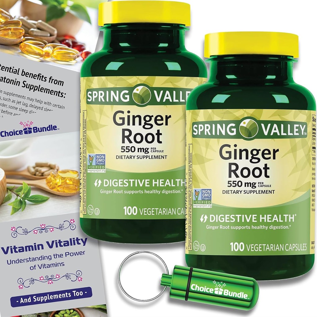 Spring Valley Ginger Root Digestive Health Dietary Supplement Capsules ...