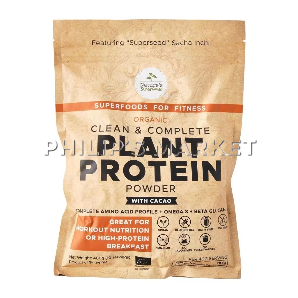 Nature's Superfoods Organic Plant Protein Powder (With Cacao) 400g ...