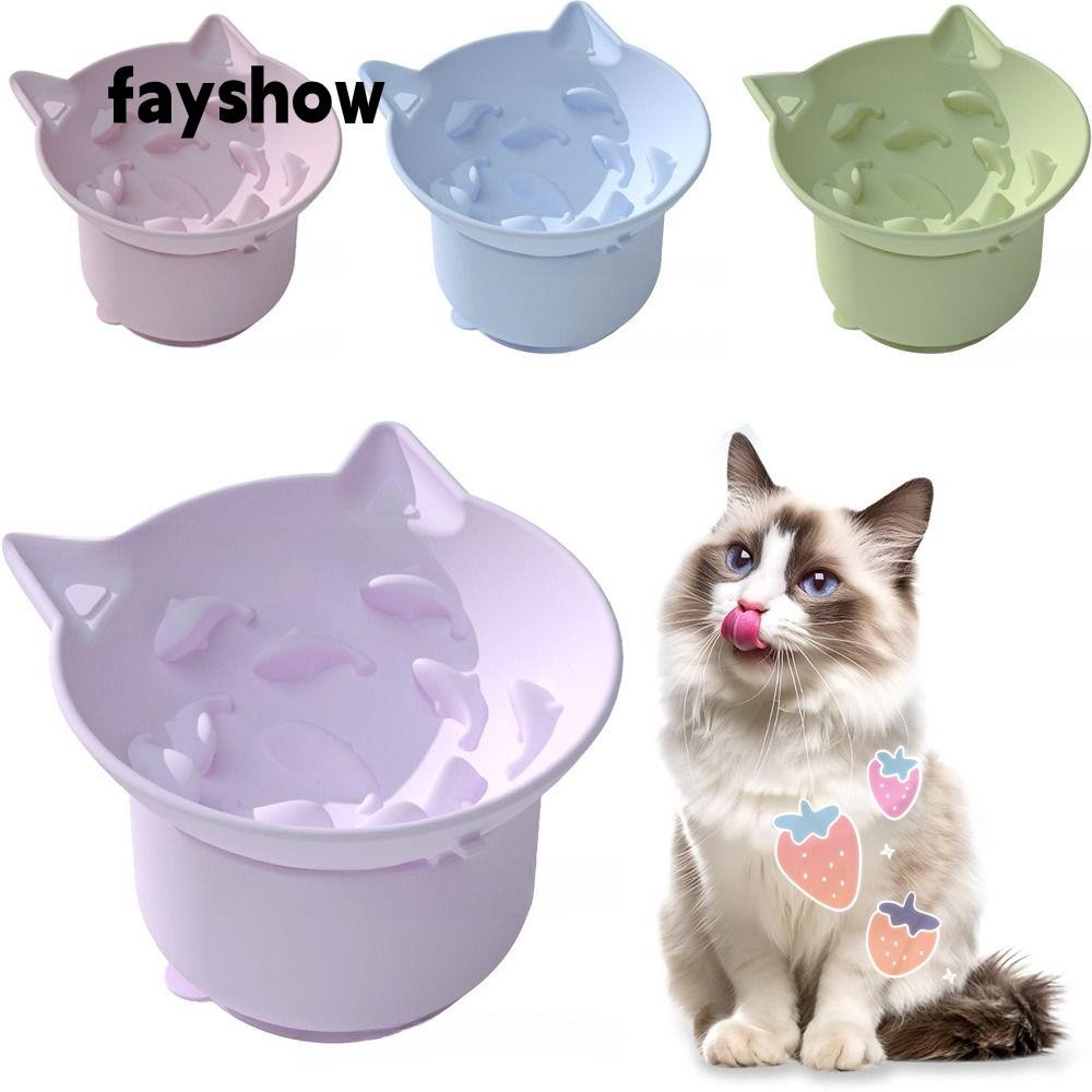 FAY Cat Bowl, Adjustable Angle Elevated Pet Slow Feeder, with Suction ...
