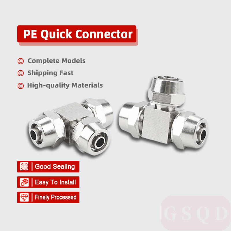 Trachea Quick Connector Copper Nickel-Plated Quick Screw T-Type Three ...