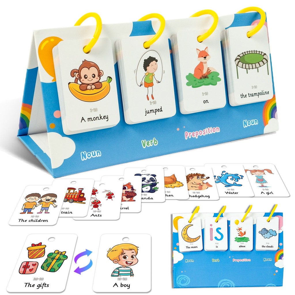 Children Learning English Sentence Building Flashcards Kindergarten ...
