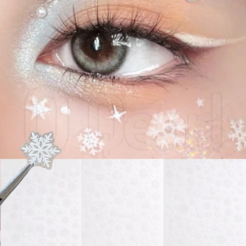 Christmas White Snowflake Face Stickers - Festival Body Art Decoration ...