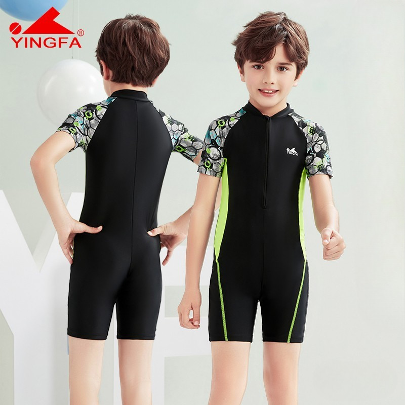 YINGFA Boy Swimsuit One Piece Kneesuit Sunscreen Rushguard Scuba Diving ...