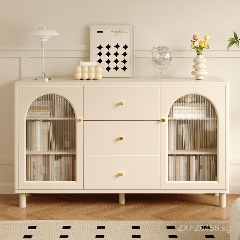 Storage Cabinet Floor Low White Cream Bookshelf French Style Bookshelf ...