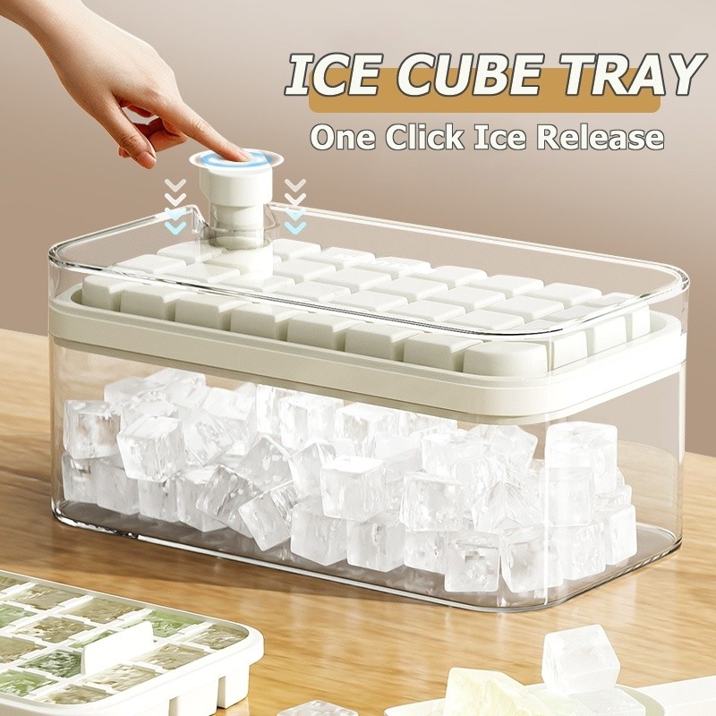 Ice-making Box Silicone Ice Cubes Tray 64 Grid Ice Mold Box Double ...