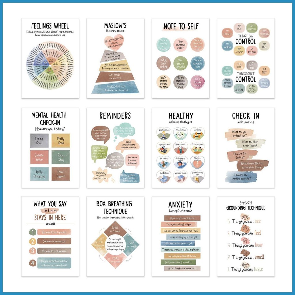 Classroom Feelings Poster 12X Calm Tear-resistant Wall Charts Calm Down ...