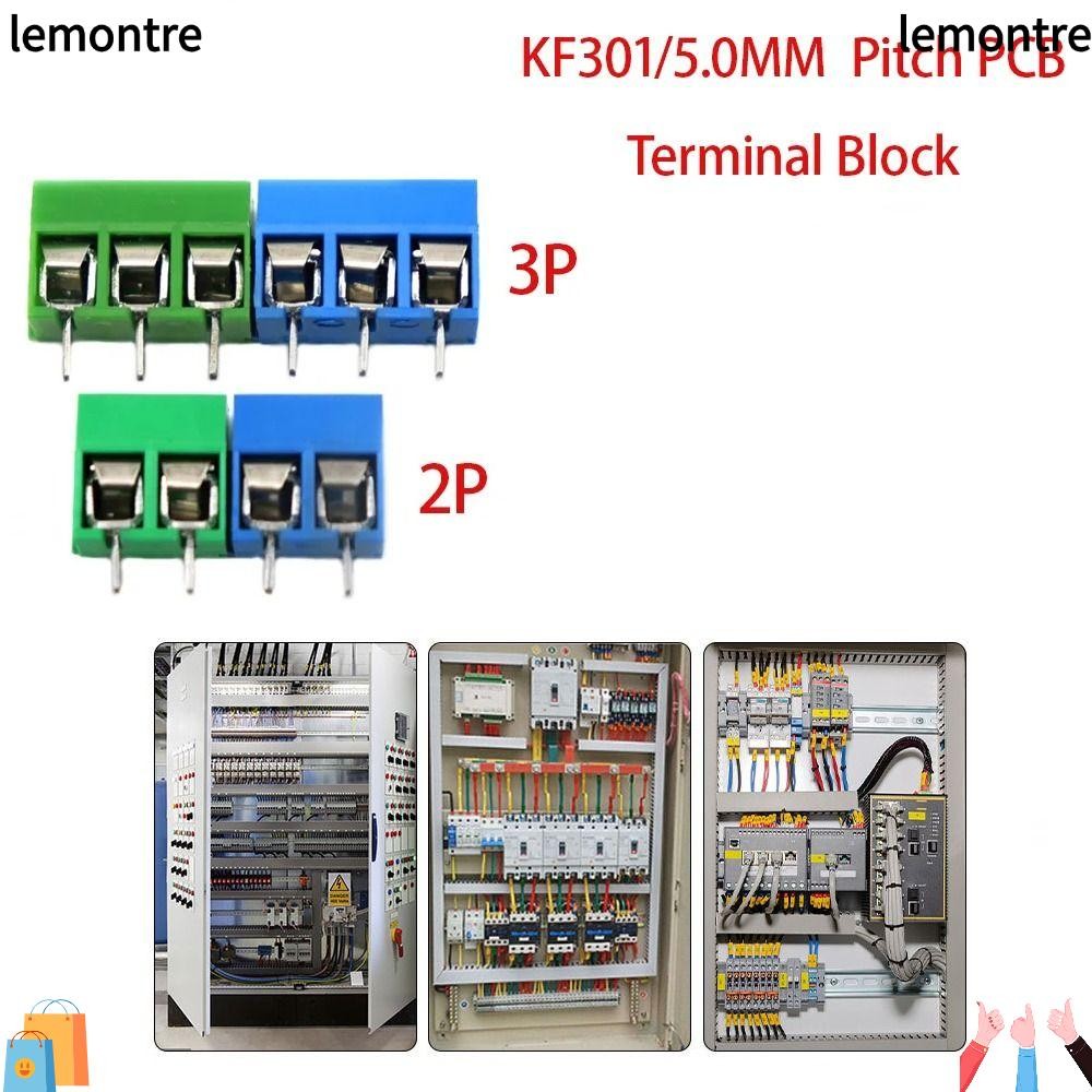 LEMONTRE Pitch 5.0mm Terminal Blocks, Blue Green 300V15A Terminal Post ...