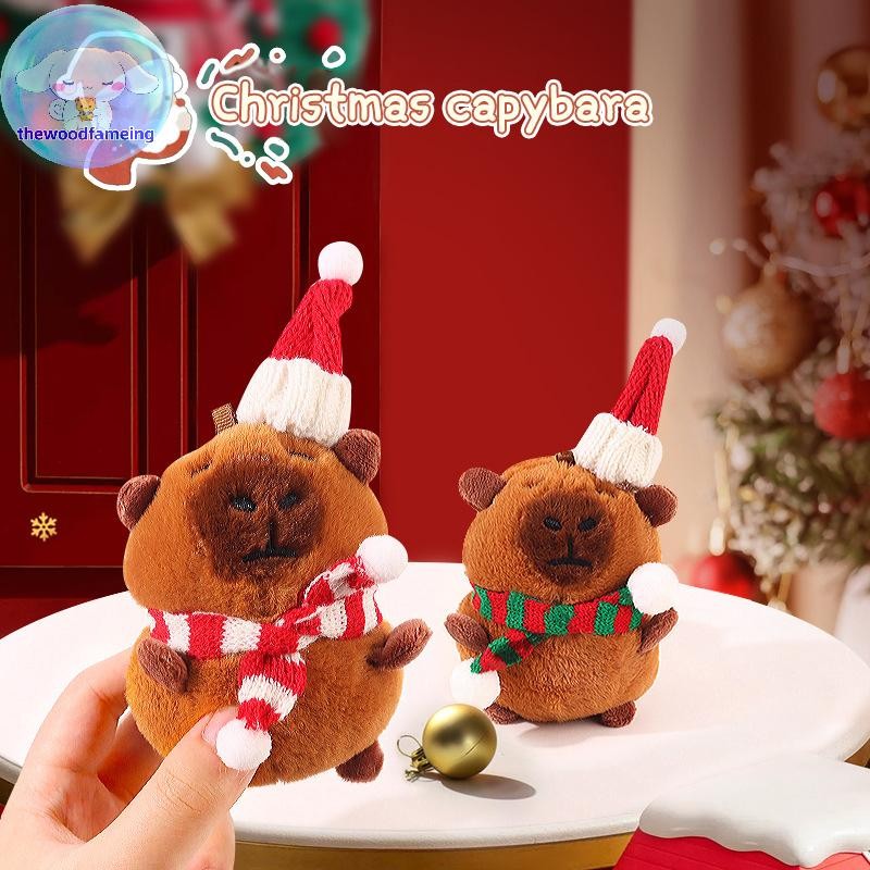 hewoodfameing Christmas Capybara Plush Toy Cartoon Capibara Pendant ...