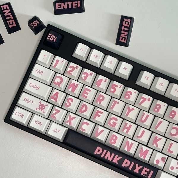 keycaps custom keycaps Pink large character keycaps, 135 keys, full set ...