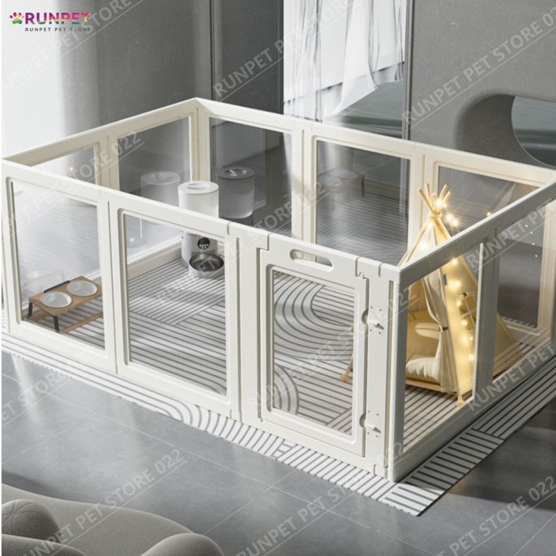 RUNPET Acrylic Dog Cage Transparent Dog Fence Splicing Dog Playpen Bold ...