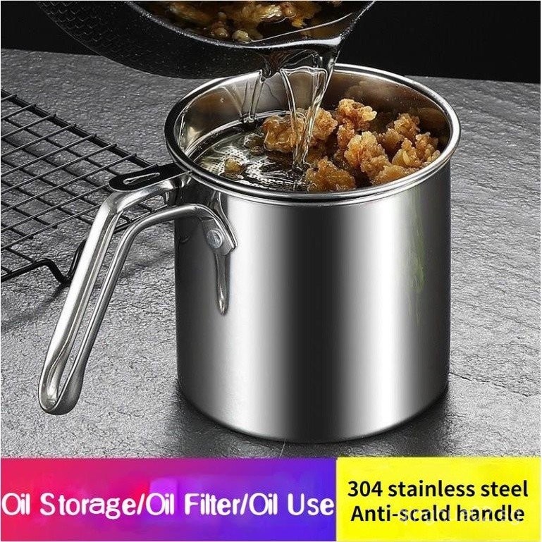 Oil Bottle Jar Stainless Steel Filter Oil Dispenser Oil Canister with ...