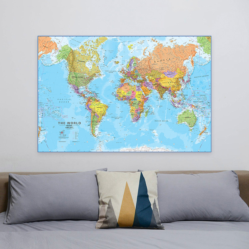 !new! World Map in English,Print Hanging Map for Travel Learning Tool ...
