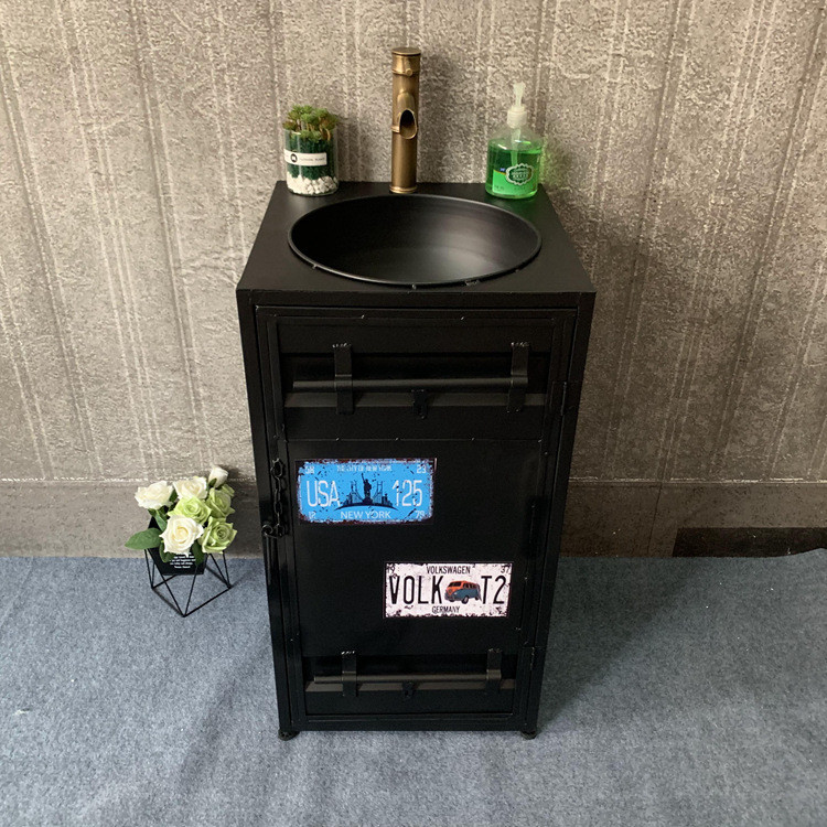 loft Iron Retro Integrated Pedestal Basin Industrial Style Wash Basin ...
