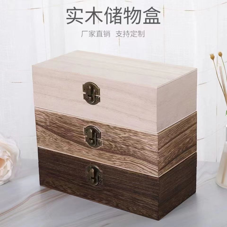 New Paulownia Rectangular Wooden Storage Box Retro Wooden Box Gift Box ...