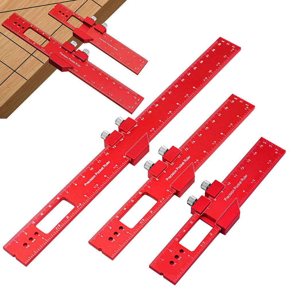 3PCS Precision Pocket Ruler Metal Slide Ruler Inch and Metric Pocket ...