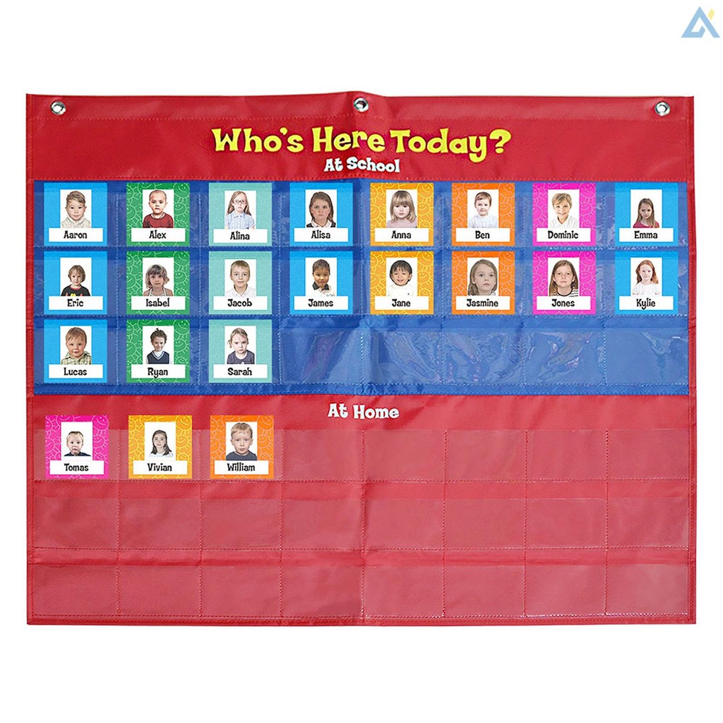 72 Color Pocket Chart Essential Classroom Attendance Pocket Color ...