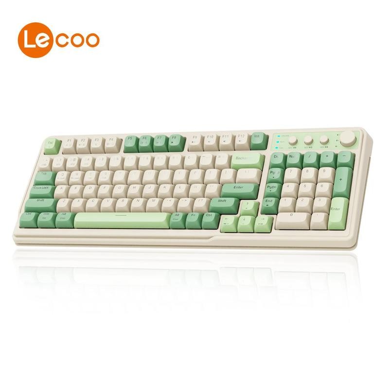 Lecoo C99 Portable Keyboard, Wired/2.4G Wireless/BT Tri-mode Keyboard, Rechargeable Ergonomic ...