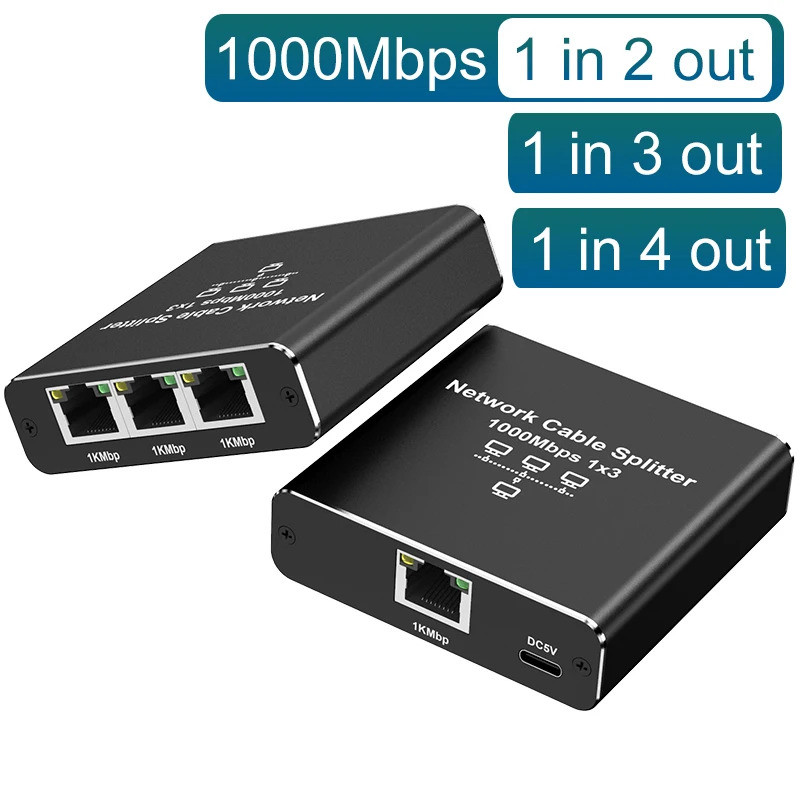 LAN Splitter 1 to 2/3/4 1000Mbps Rj45 Ethernet Splitter LAN Extender up ...
