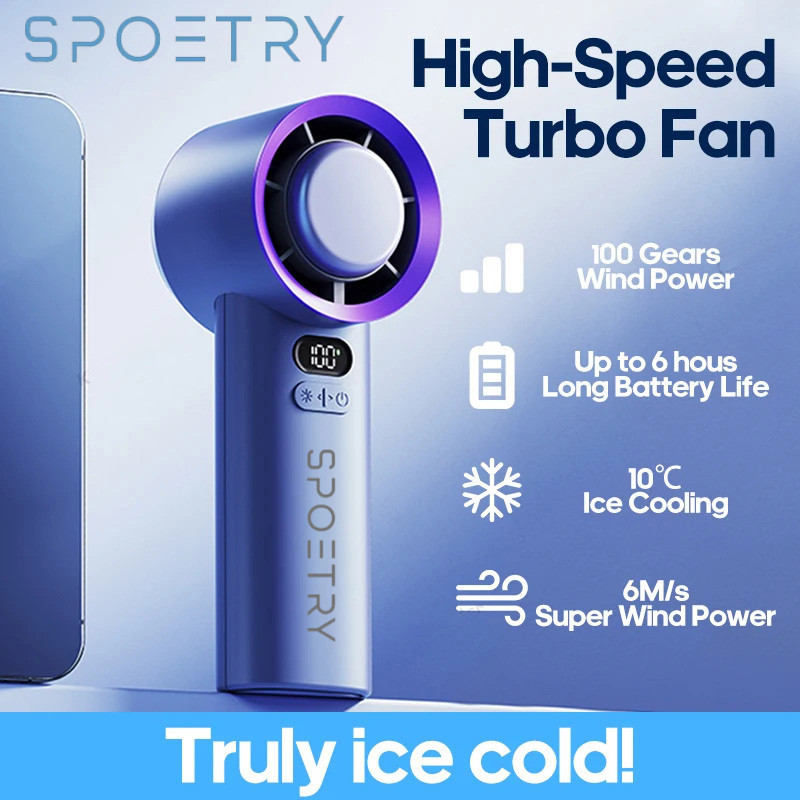 SPOETRY Portable Handheld Turbo Fan 100 Wind Speeds Adjustable Mini ...
