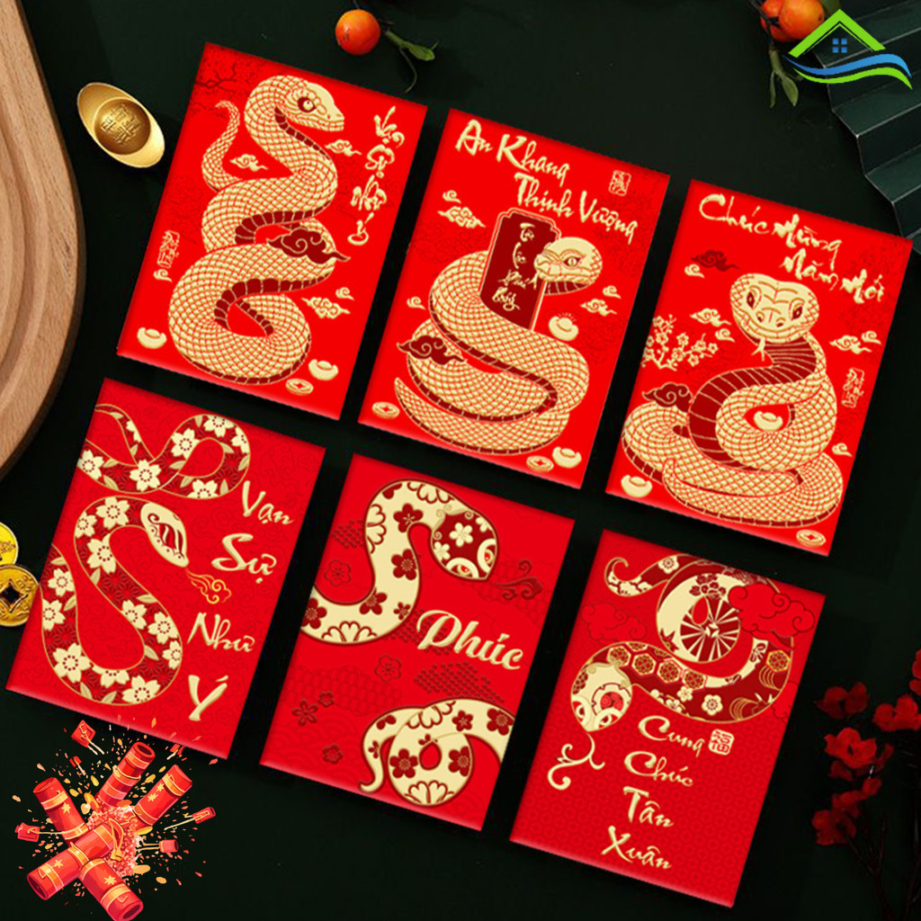 Traditional Chinese Style Zodiac Snake Pattern Red Envelopes - Simple ...