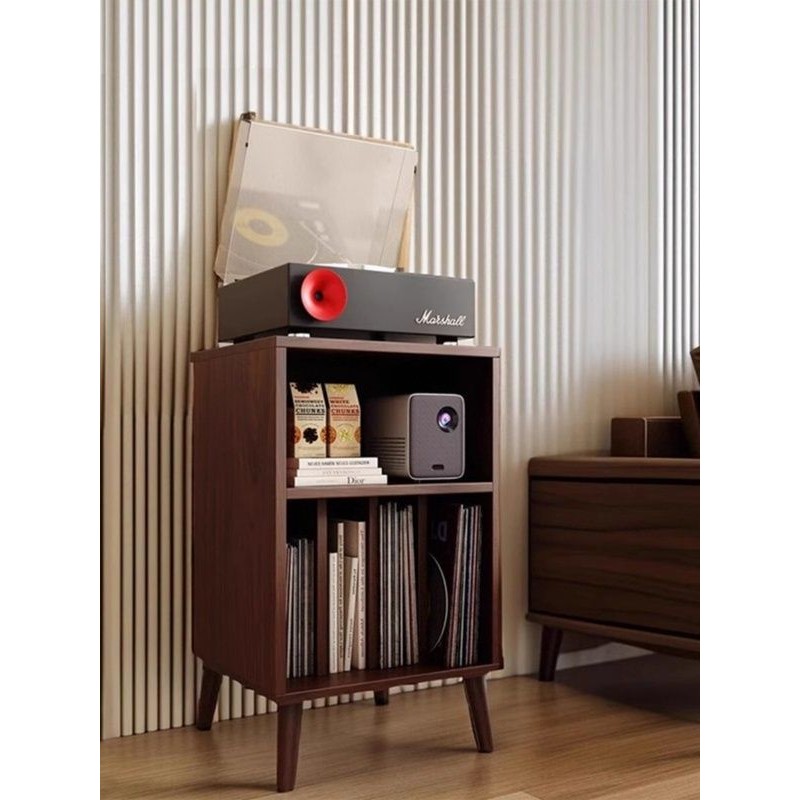 Solid Wood Bookcase Magazine Cabinet Vinyl Audio Appliance Shelf Record ...