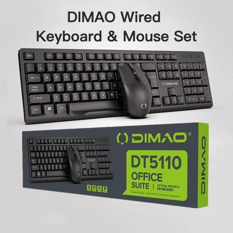 Wired Mechanical Keyboard Set with Mouse Gaming Working Office Desktop ...