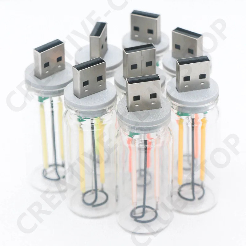 Retro Usb Led Filament Night Light Dimming Car Touch Lamp Yellow Warm ...