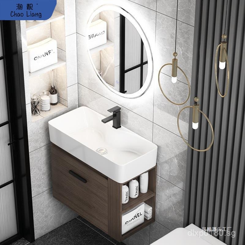 Washbasin Integrated Vanity Sink Cabinet Bathroom Cabinet Side Small ...