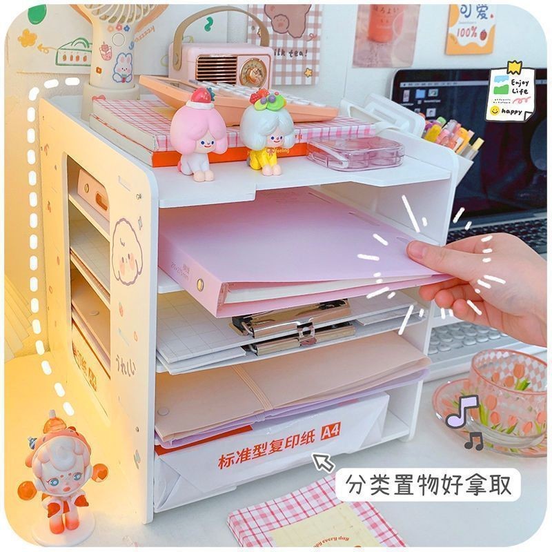 File Shelf Office Desk Surface Panel a4Paper Storage Box Multi-Layer ...