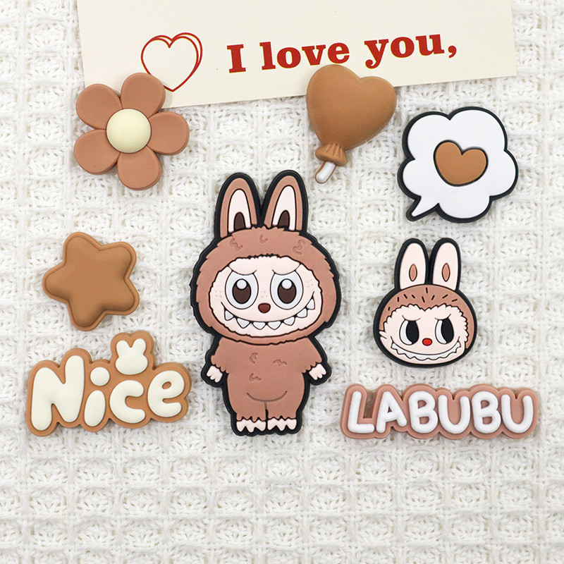 Cartoon Sunflower Jibbits Brown Lamb Shoe Charm Popmart Labubu Jibbitz ...