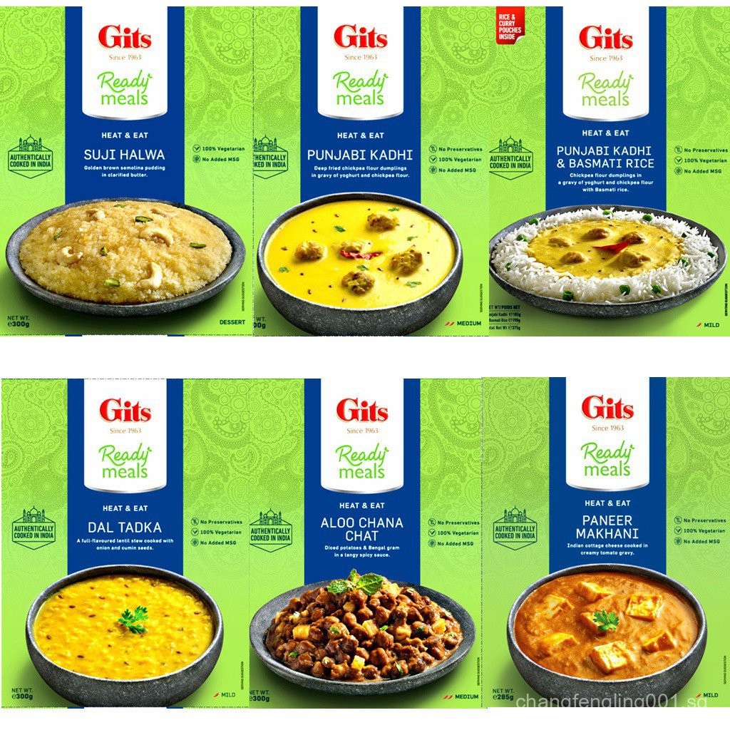 Gits Ready to eat india food Indian Instant Food Bag Ready meals ...