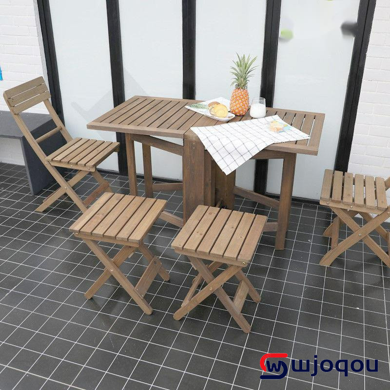 WJ Foldable Table Chair Rectangle Classic Wooden Portable Table Balcony ...