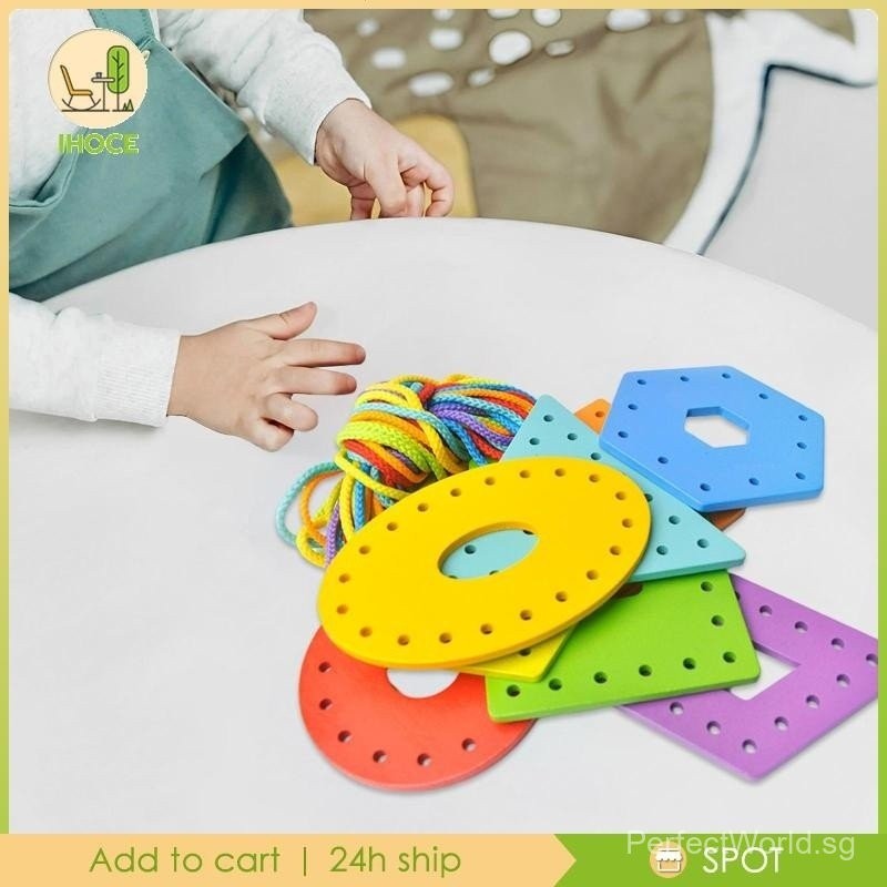 【In stock】[Ihoce] Wooden Lacing Cards Early Learning Montessori Toys ...