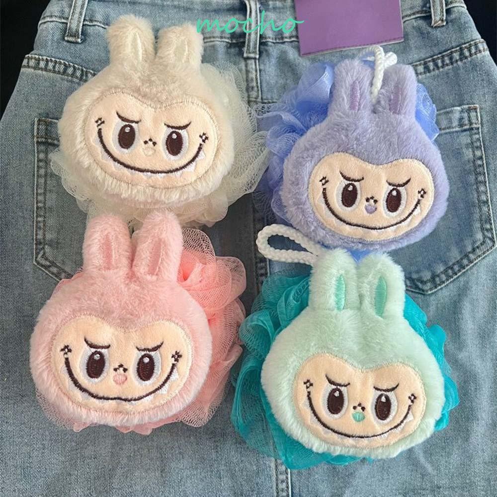 MOCHO Cartoon Labubu Bath Ball, Plush Bath Flower Back Rubbing Cartoon ...