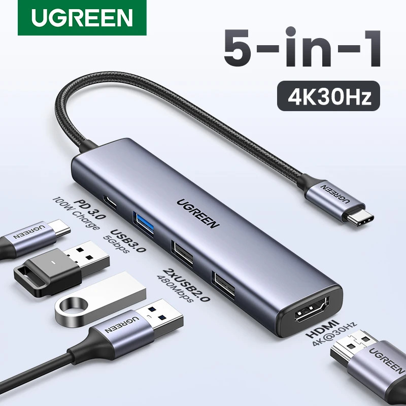 UGREEN Usb C Hub 4K HDMI 5 in 1 Usb Hub 100W USbC Multifunction Adapter For MacBook Pro | Shopee ...
