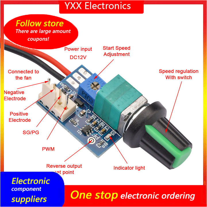 DC12V Speed Control Module PWM Speed Control Fan Module 4-Wire PC ...