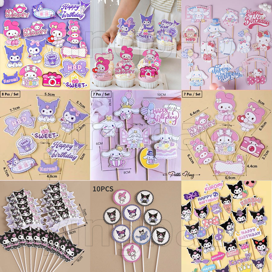 80pcs Cinnamoroll Kuromi Theme birthday cupcake topper Melody cartoon ...
