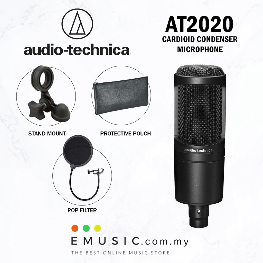 Audio Technica AT2020 Cardioid Condenser Microphone with Pop Filter ...