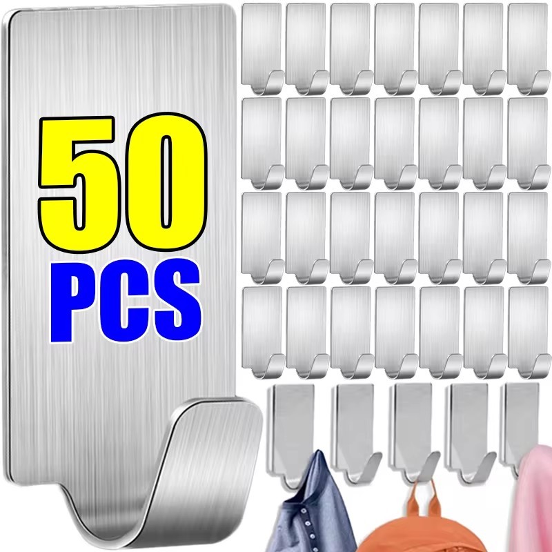 Strong Self Adhesive Mini Stainless Steel Hooks Heavy Duty Wall Hook ...