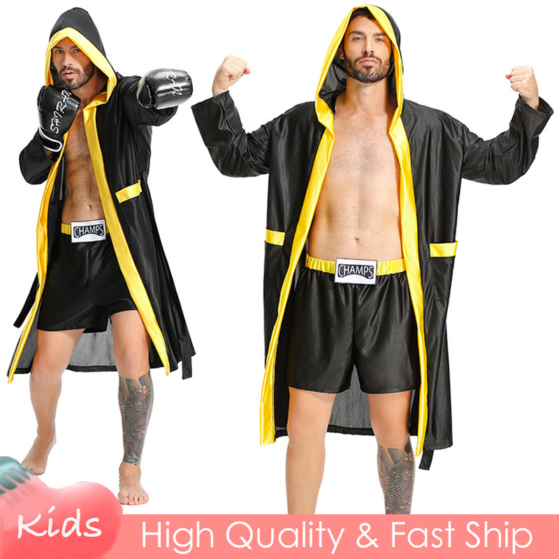Boxing Attire Set Black Golden Sports Uniform For Man Adult Champion ...