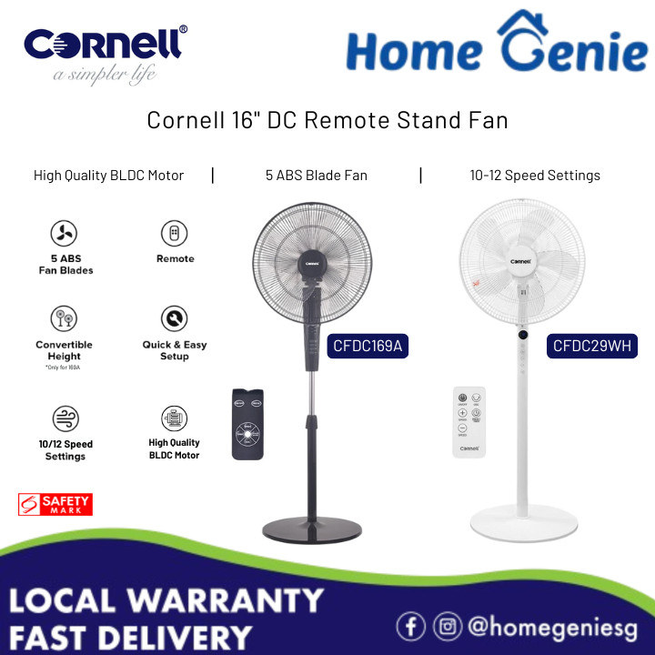 Cornell 16" DC Stand Fans with Remote Control // BLDC Motor, Adjustable ...