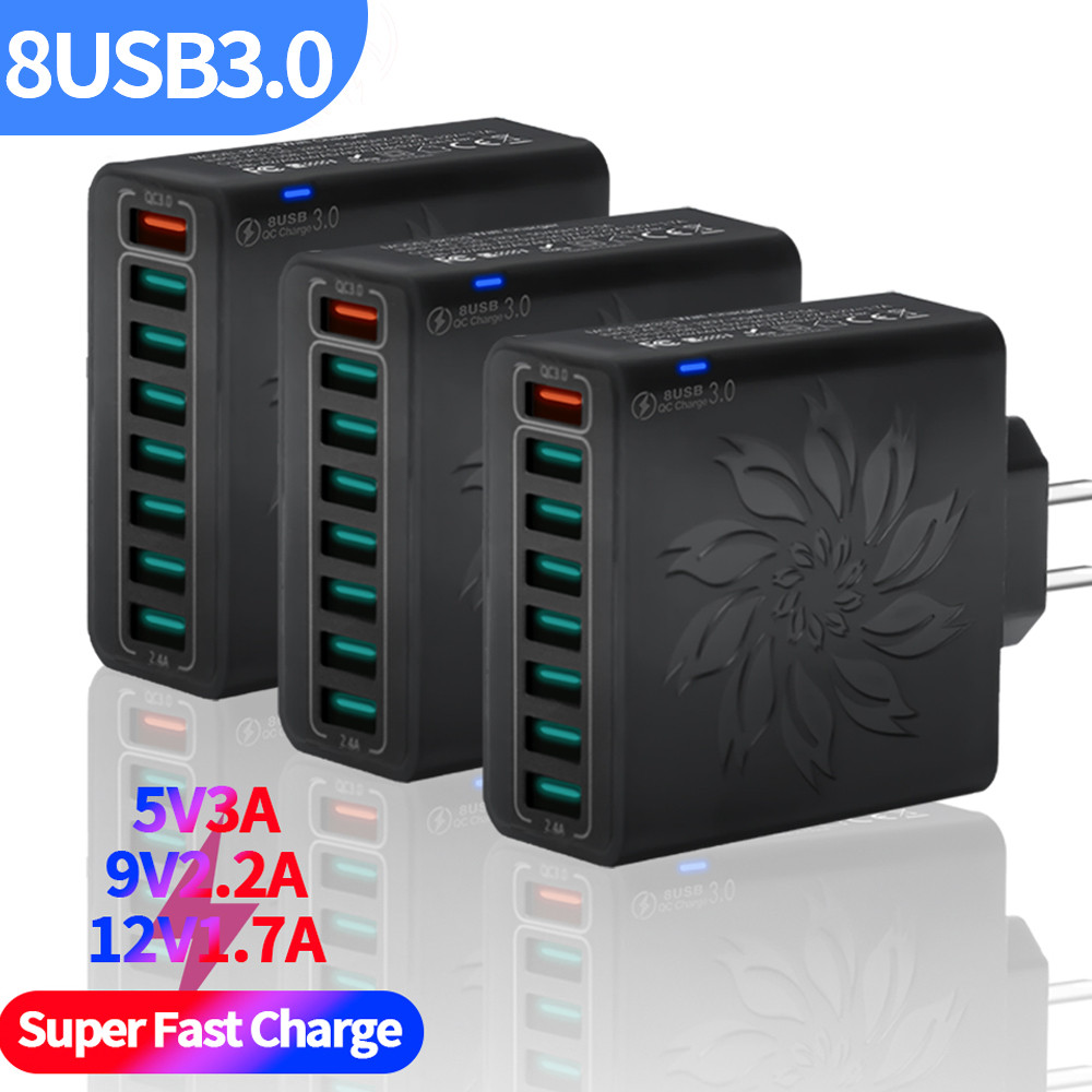 8 Ports QC 3.0 USB-A Charger - EU/US/KR Standard Reverse Charger ...