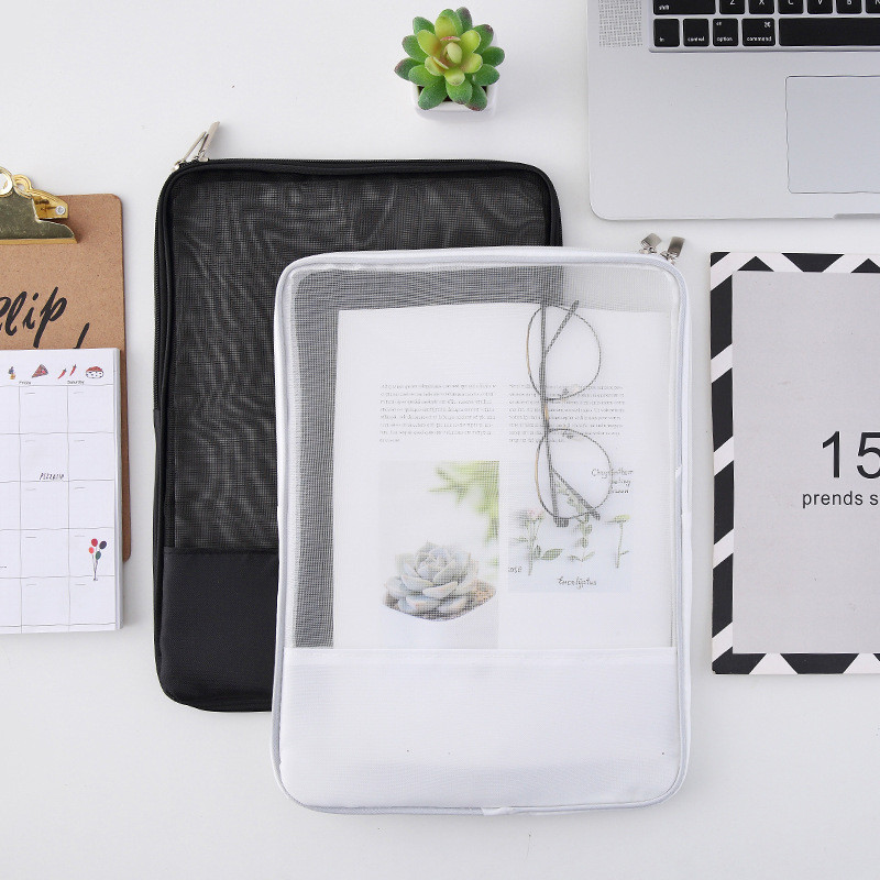 Translucent Mesh Zipper File Bag Zipper File Holder Stationery ...