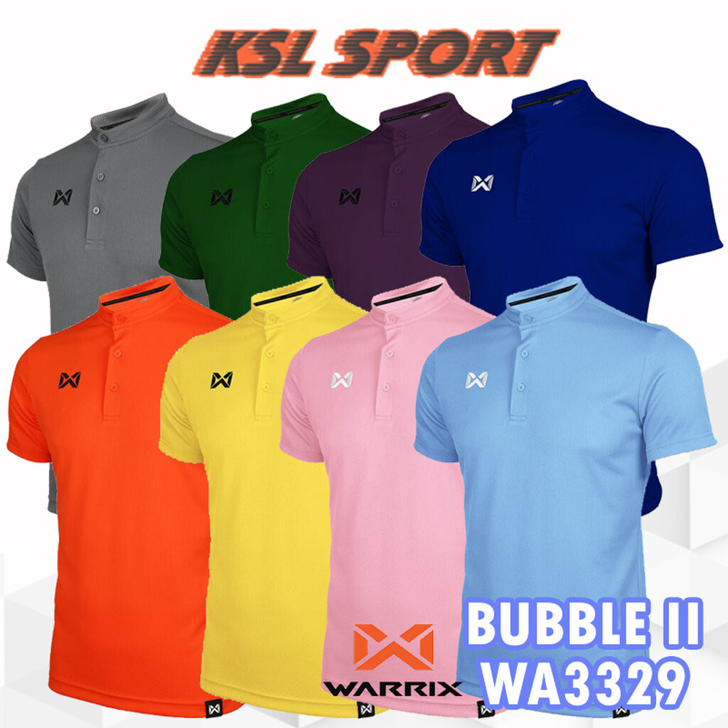 WARRIX Mandarin Collar Short Sleeve Polo Shirt Bubble ll WA-3329 Blue/Orange/Gray/Pink/Green ...