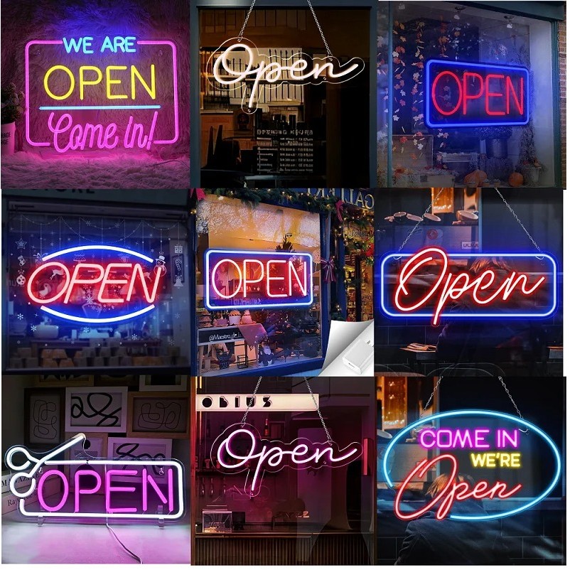 Open Neon Signs Bright LED Light High Visibility Advertisement Board ...